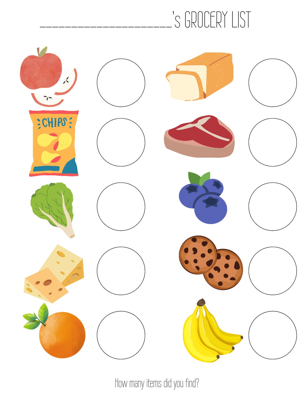 PRINTABLE Visual Grocery List for Kids - Etsy Canada
