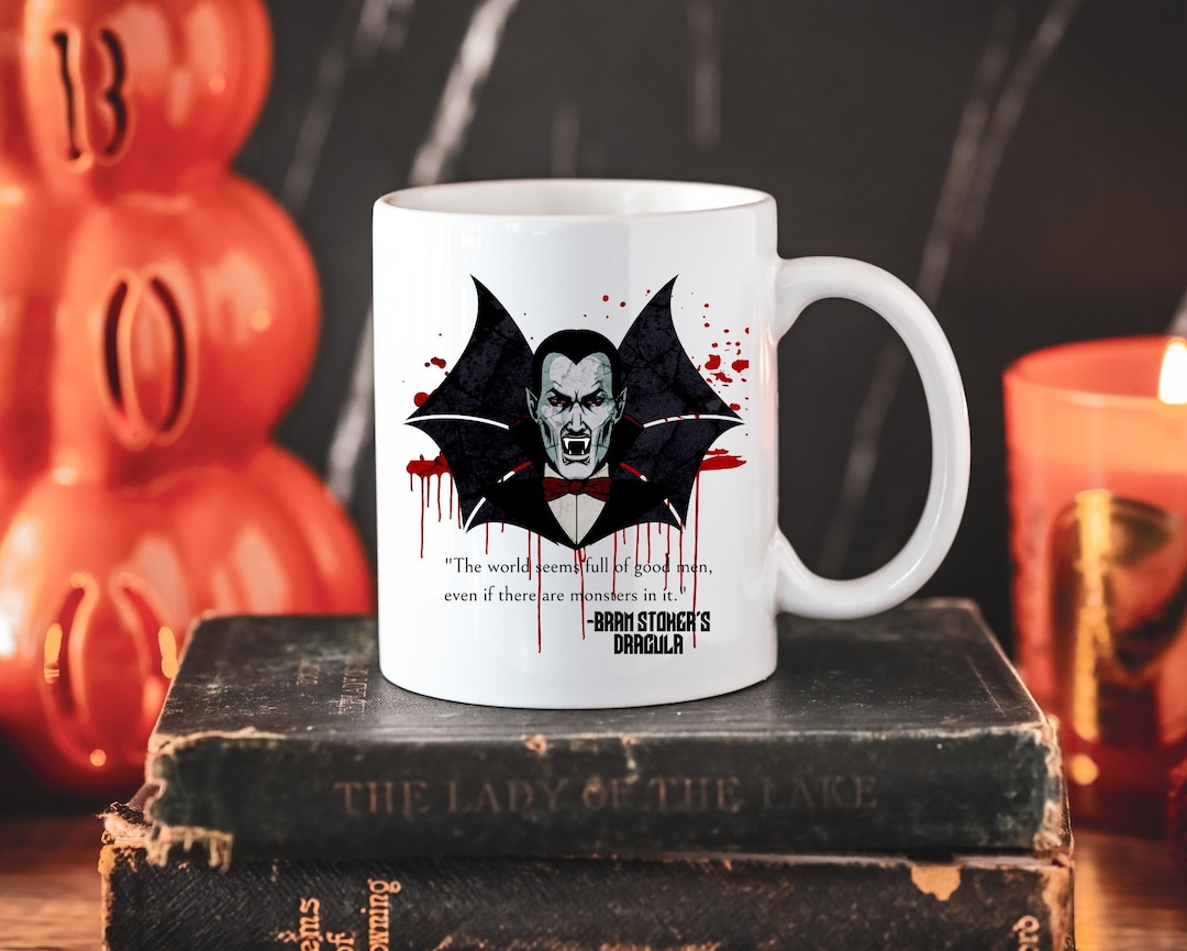 Dracula Mug, Classic Halloween Icon, Vampire Ceramic Drinkware, Gothic ...