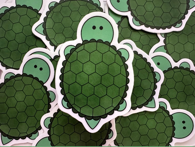 Green Sea Turtle Sticker Cute Custom Sticker - Etsy