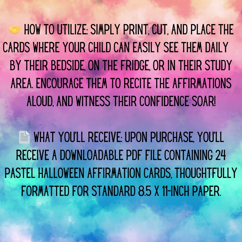 Positive Affirmation Cards for Kids, PDF, Instant Download, Positive ...