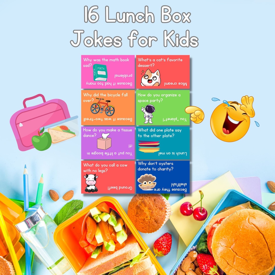 16 Kids Funny Lunch Box Notes Jokes Cards | Downloadable PDF | Kids ...