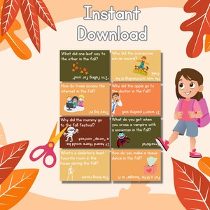 16 Funny Lunch Box Notes Jokes Cards | Fall Theme | Instant Download ...