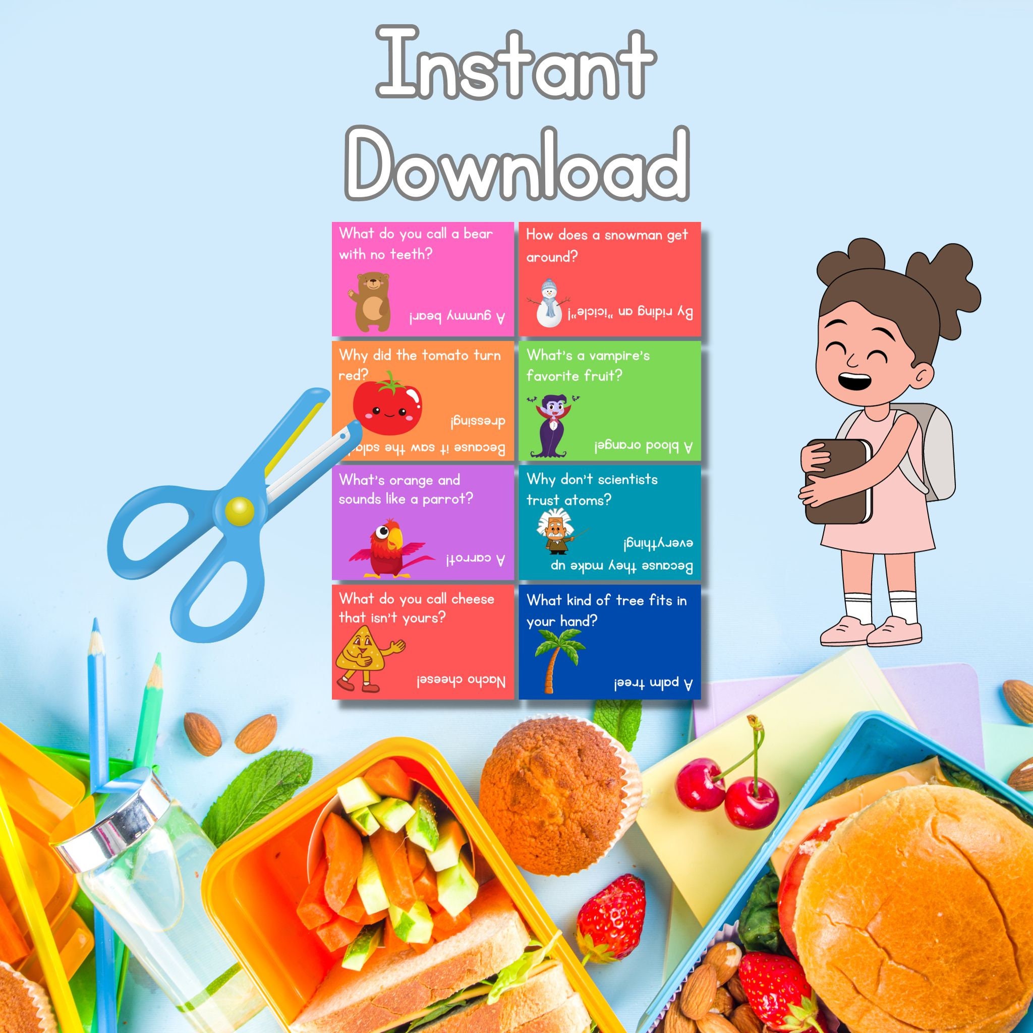 16 Kids Funny Lunch Box Notes Jokes Cards | Downloadable PDF | Kids ...