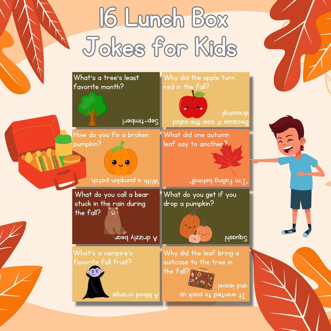 16 Funny Lunch Box Notes Jokes Cards | Fall Theme | Instant Download ...