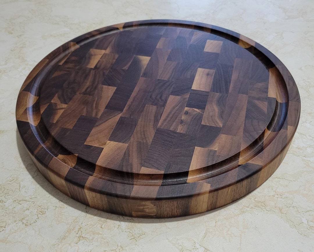 Round Walnut End Grain Cutting Board - Etsy