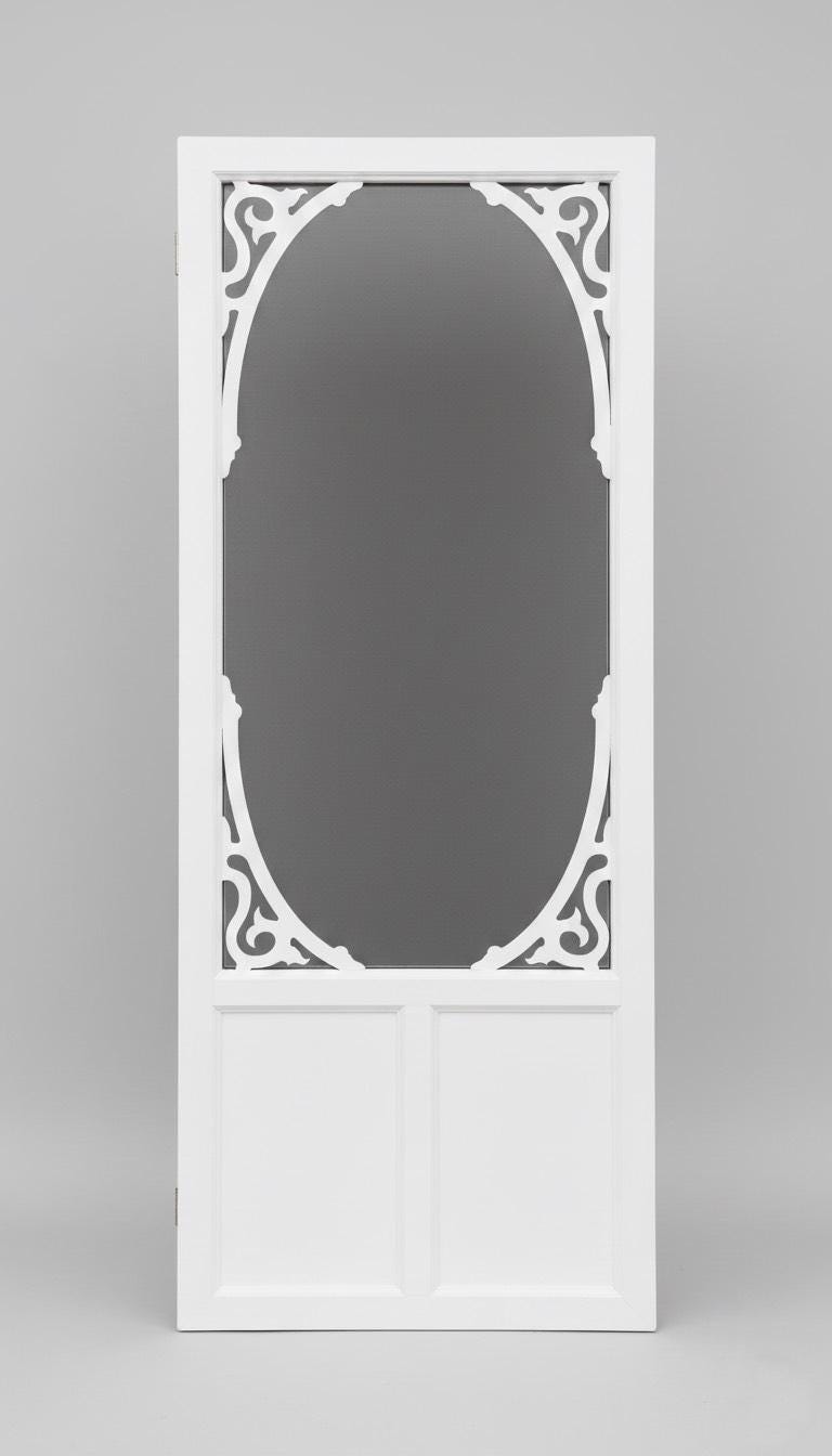 Windsor Decorative Vinyl Screen/storm Door – White, Fully Assembled ...