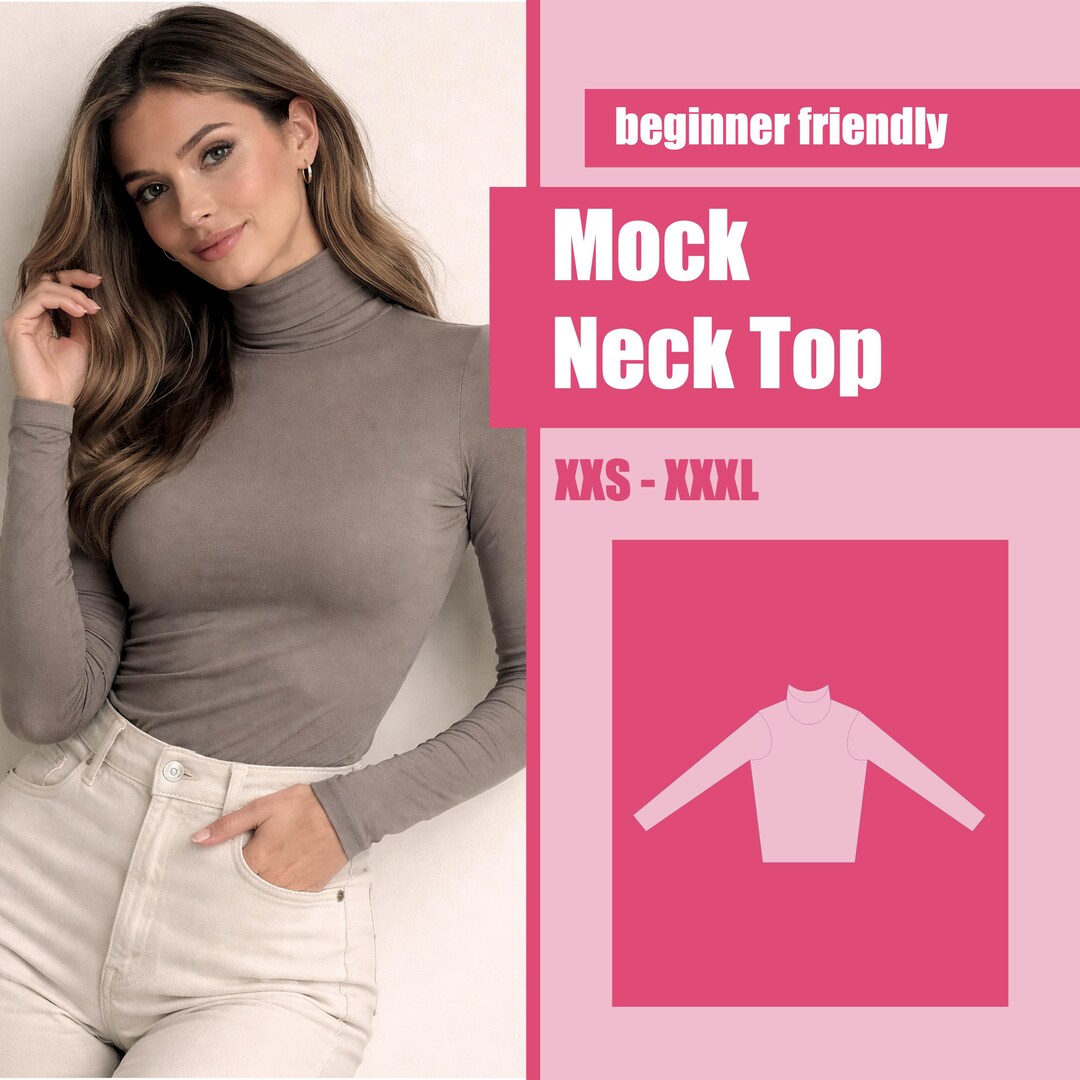 Mock Neck Top Sewing Pattern | Women’s Long Sleeve Top | PDF Sewing ...