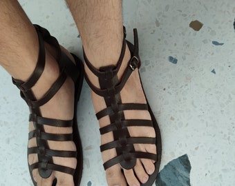 Greek Leather Sandals for Men, Men's Summer Shoes, Gladiator Sandals ...