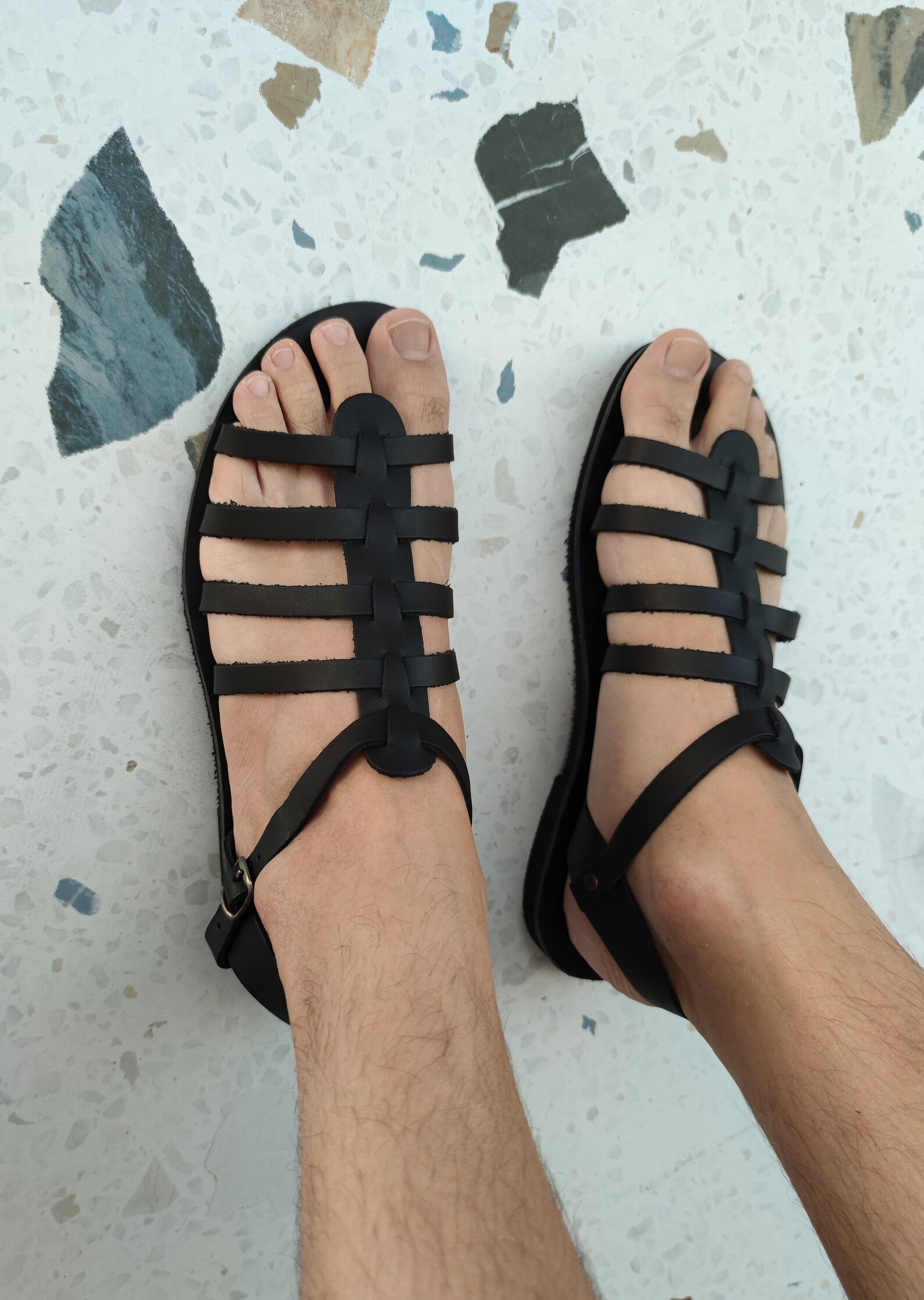 Greek Leather Sandals, Men Sandals, Black Sandals Men, Summer Sandals ...