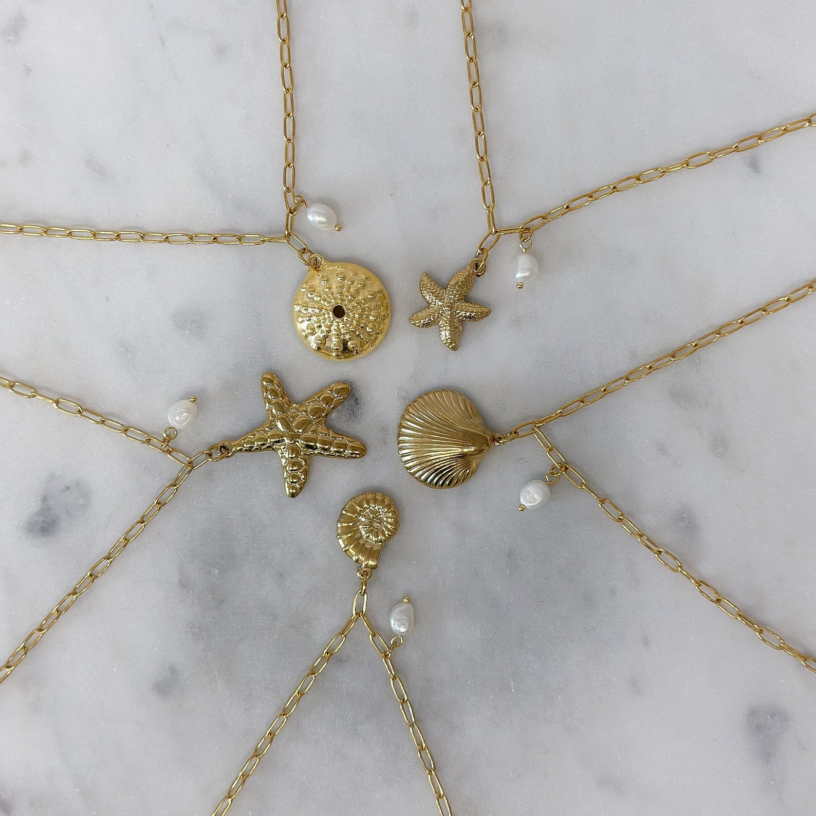 Nautilus Shell Charm Necklace, 18k Gold Chain Seashell Necklace, Ocean ...