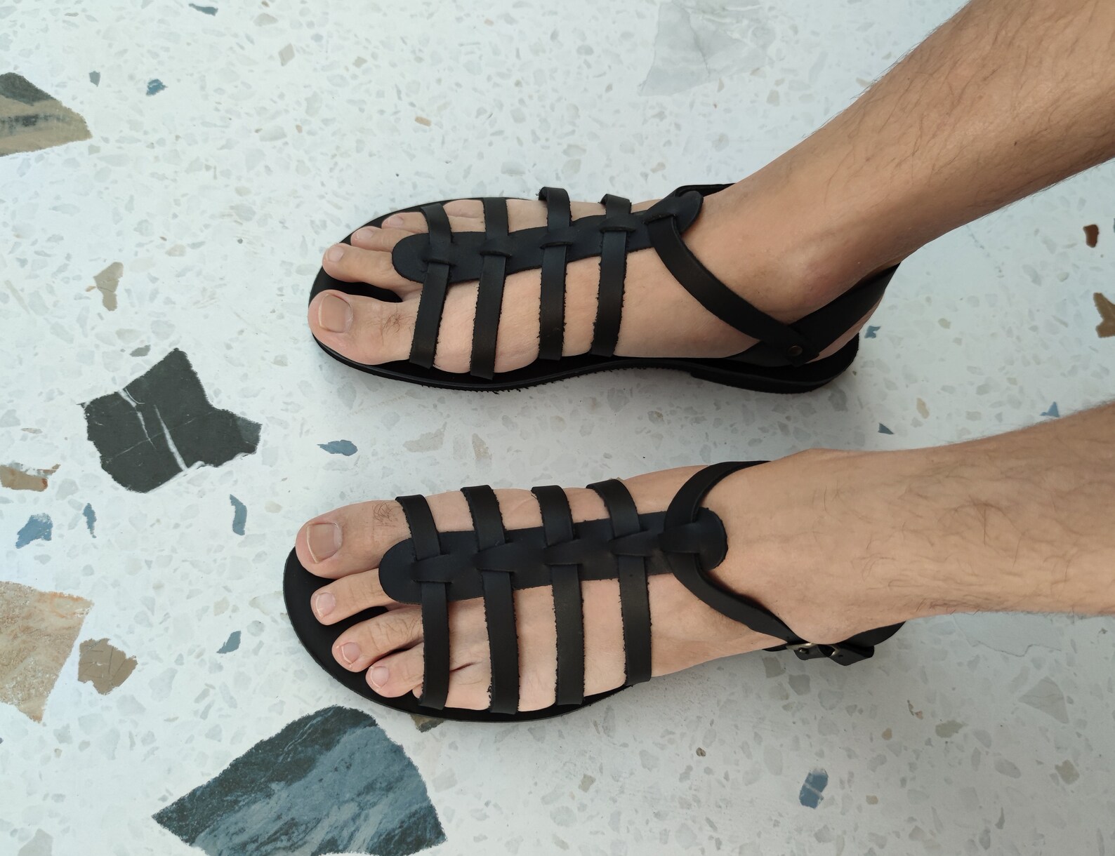 Greek Leather Sandals, Men Sandals, Black Sandals Men, Summer Sandals ...