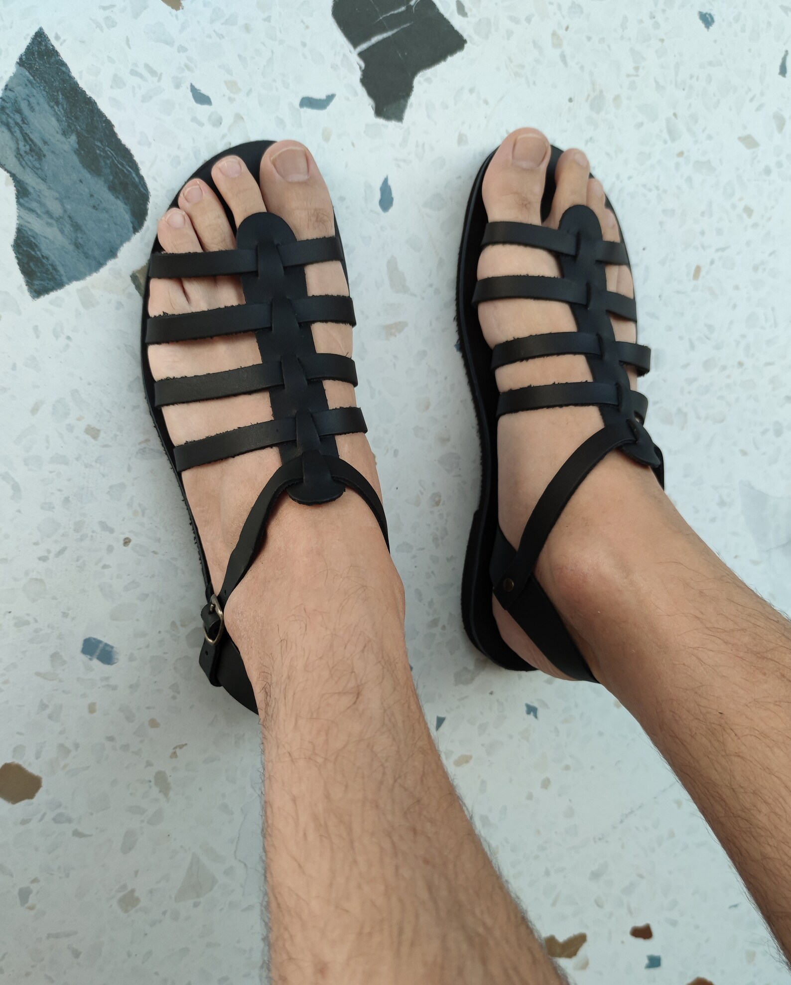 Greek Leather Sandals, Men Sandals, Black Sandals Men, Summer Sandals ...