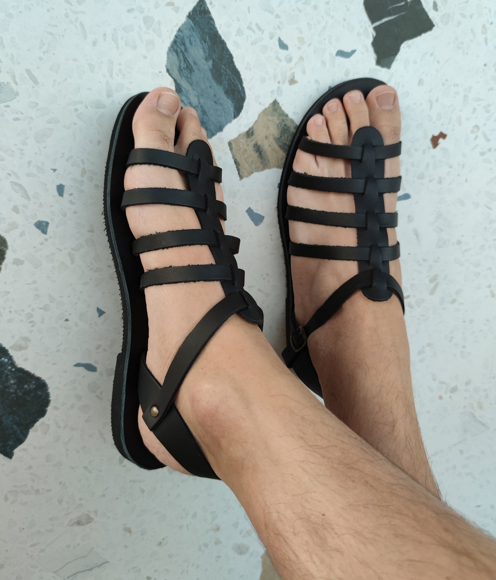 Greek Leather Sandals, Men Sandals, Black Sandals Men, Summer Sandals ...