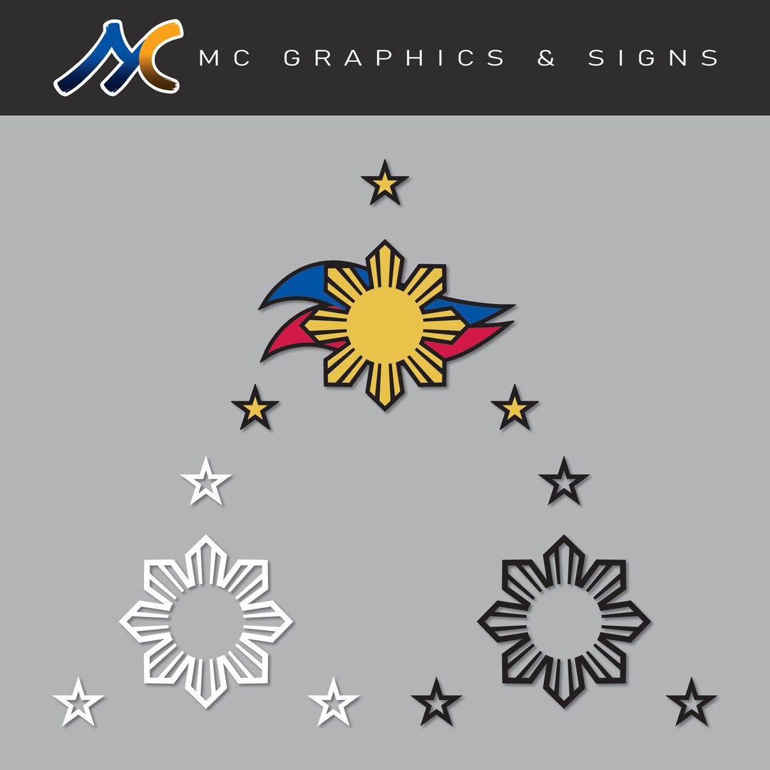 Philippine Flag 3 Stars and a Sun Vinyl Decal - 5in X 4.4in - Etsy