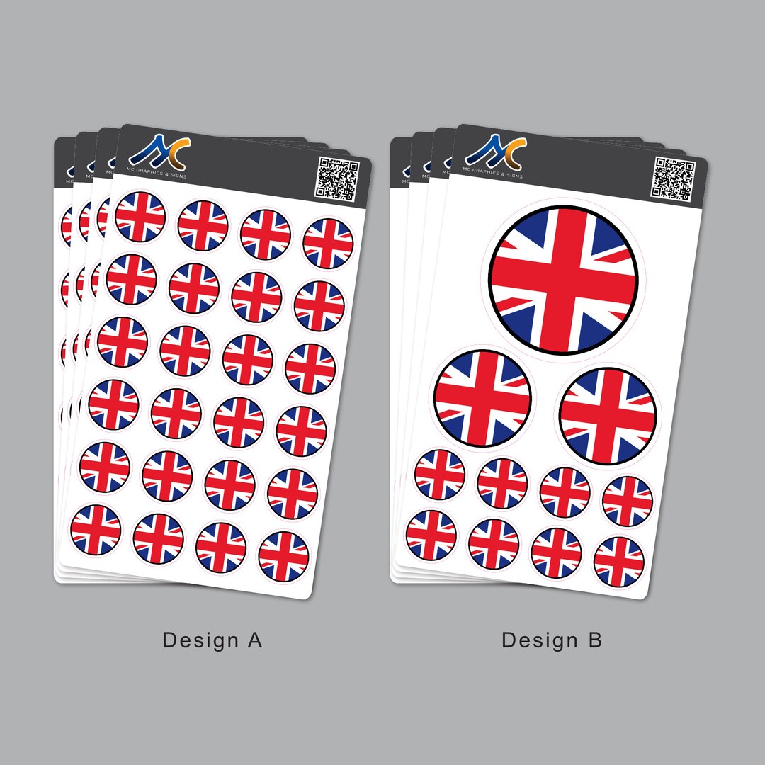 Mini Circular UK Union Jack Great Britain United Kingdom Flag Sticker ...