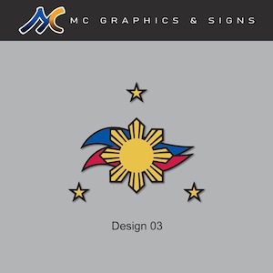 Philippine Flag 3 Stars and a Sun Vinyl Decal - 5in X 4.4in - Etsy