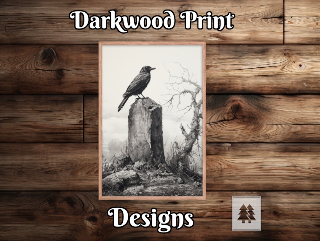 Printable Crow on Grave Art Print Digital Download Moody - Etsy