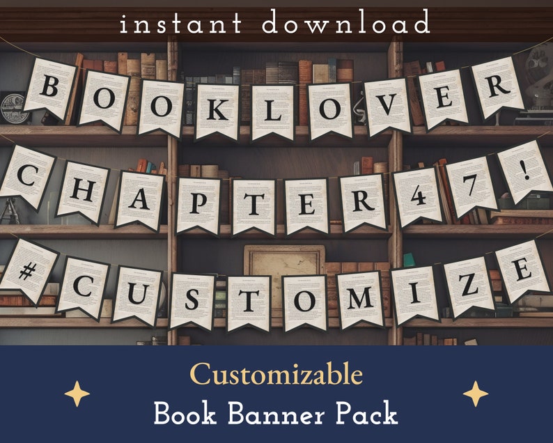 Book Custom Banner Pack, Vintage Book Page, Book Lover, Digital Banner ...