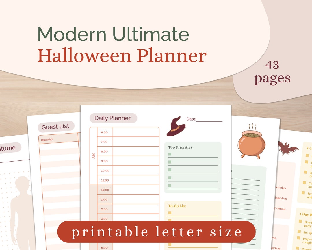 Modern Ultimate Halloween Planner, Halloween Planner Printable, Boho ...