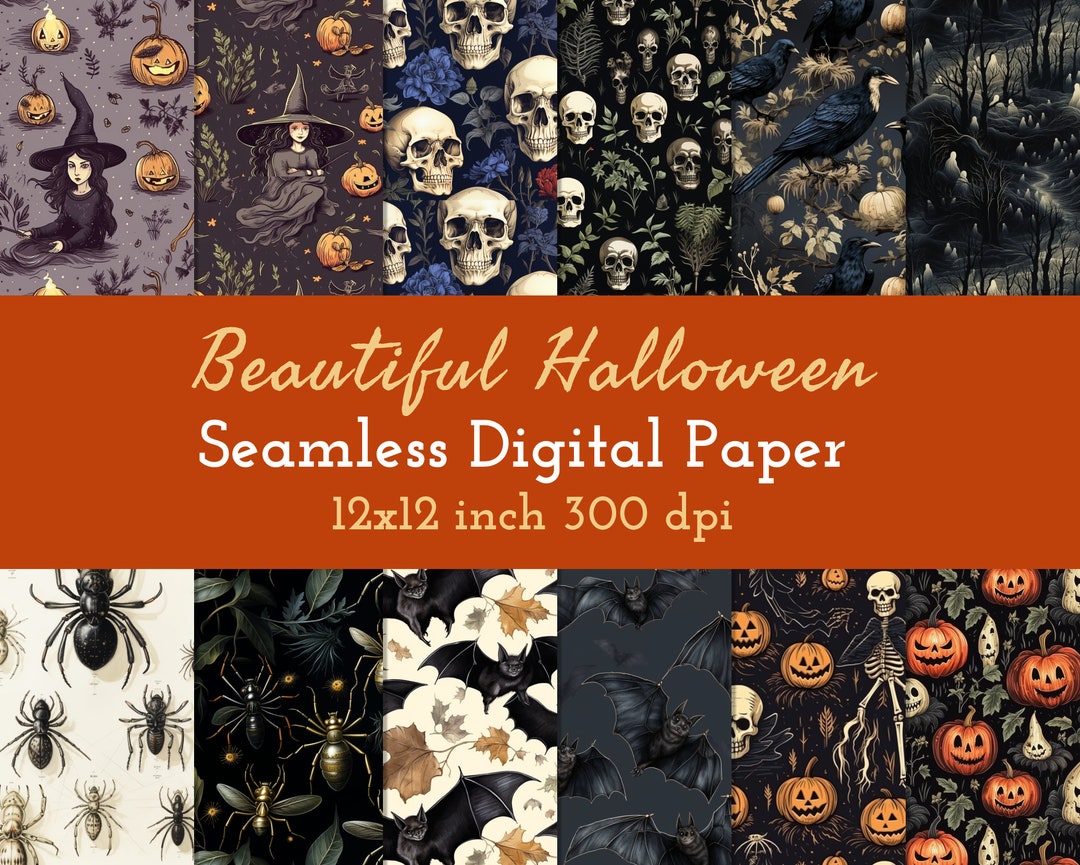 Beautiful Halloween Digital Paper, Halloween SEAMLESS Patterns, 12 ...