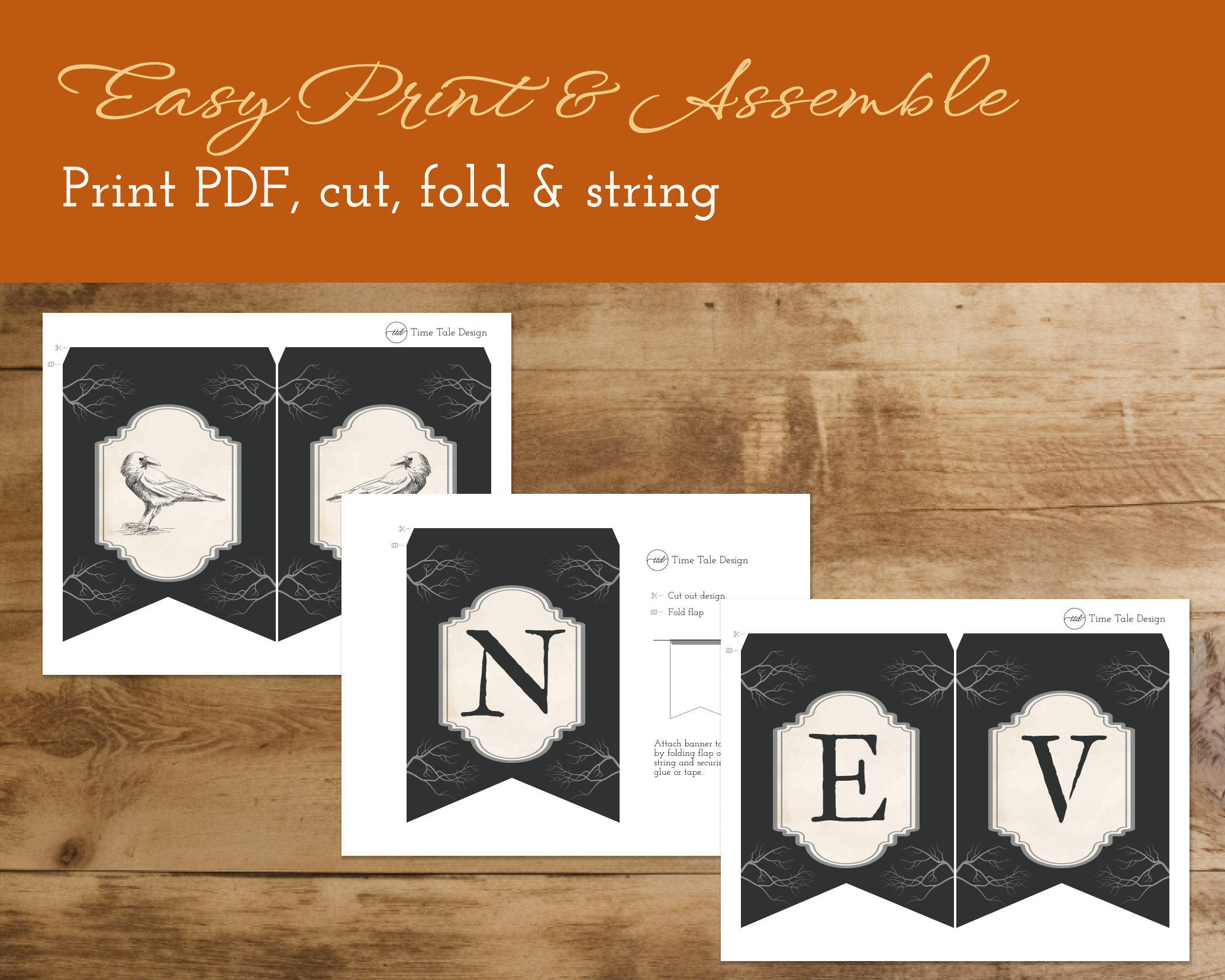 Nevermore Raven Vintage Banner, Printable, Edgar Allen Poe, Decor, DIY ...