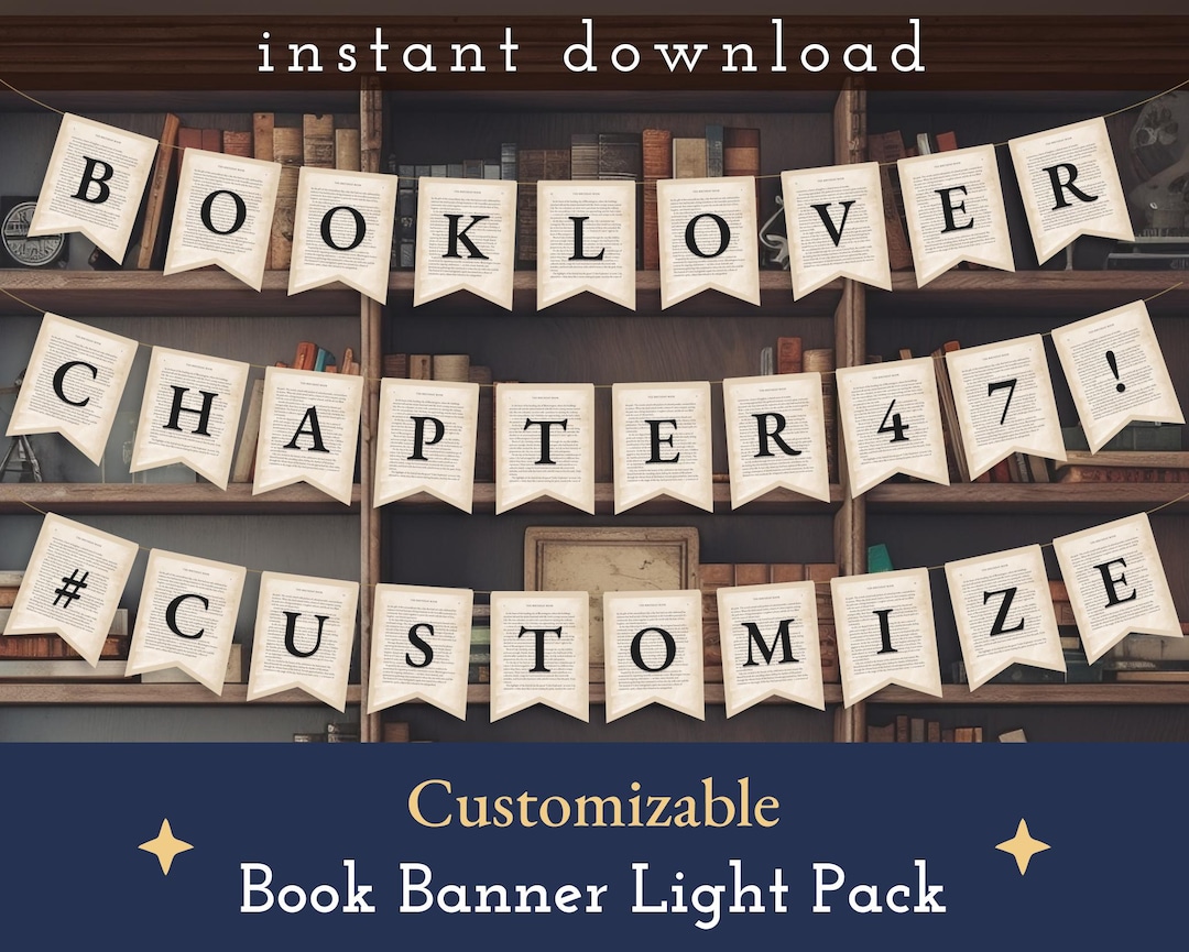 Customizable Book Page Light Banner, Personalized Reading Nook Decor ...