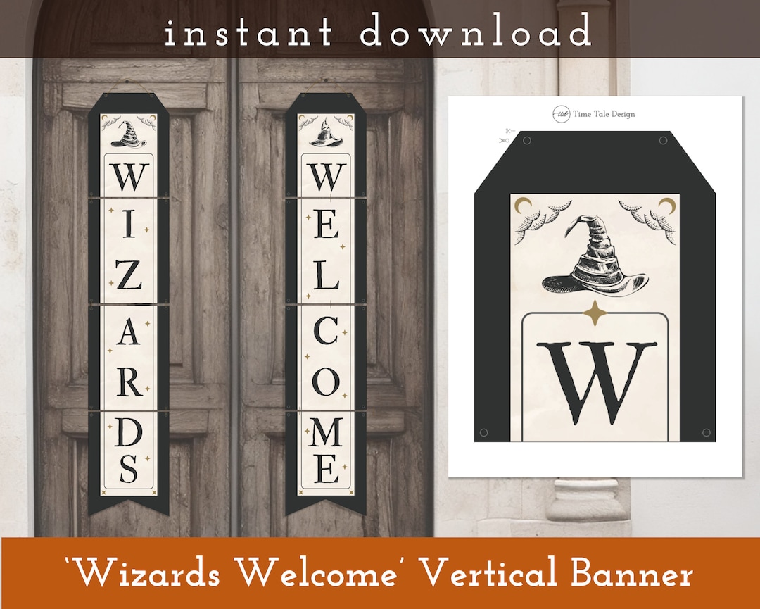 Wizards Welcome Verticle Banner Printable, Halloween Printable, Decor ...