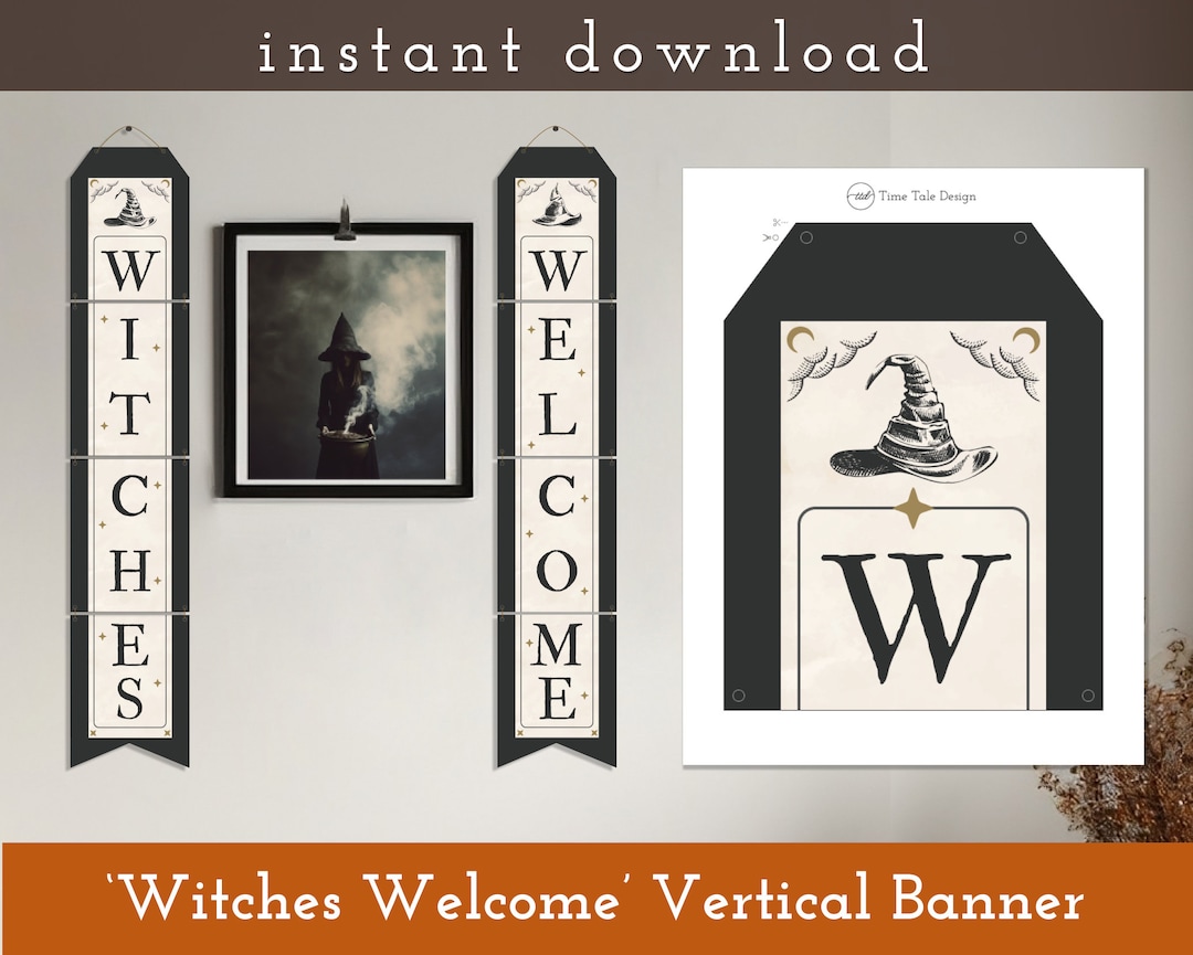Witches Welcome Verticle Banner Printable, Halloween Printable, Decor ...