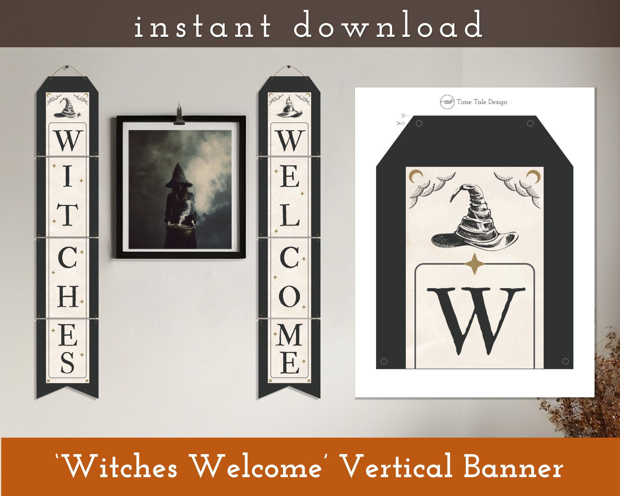 Witches Welcome Verticle Banner Printable, Halloween Printable, Decor ...