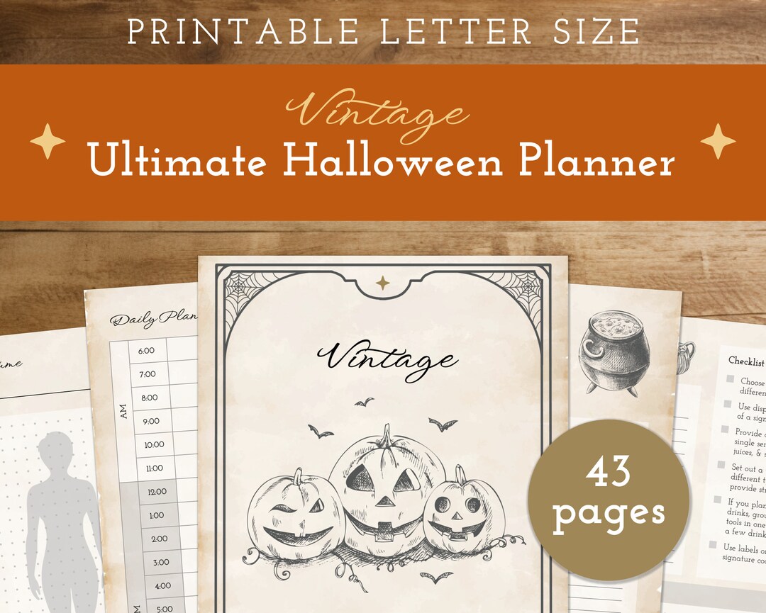 Vintage Halloween Planner, Halloween Planner Printable, Holiday Planner ...