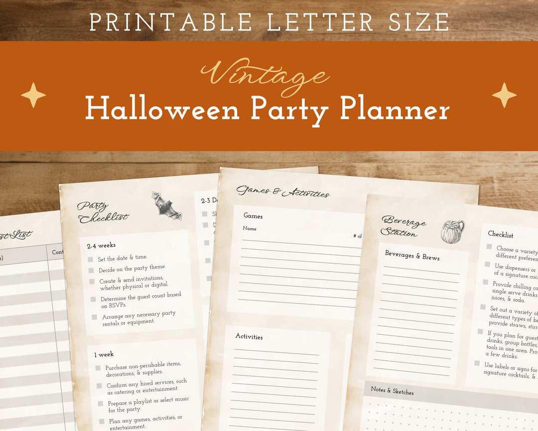 Vintage Halloween Party Planner, Printable Organizer (letter Size ...