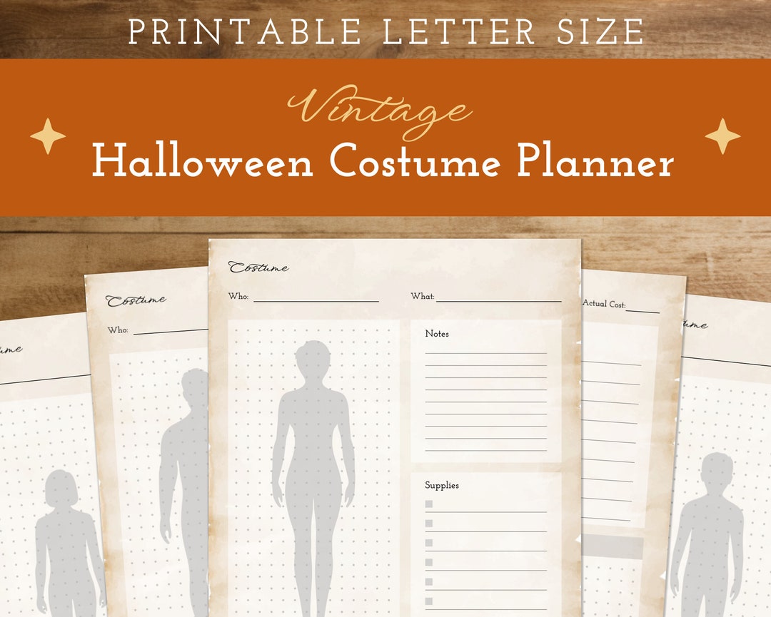 Vintage Halloween Costume Planner, Halloween Planner Insert, Halloween ...