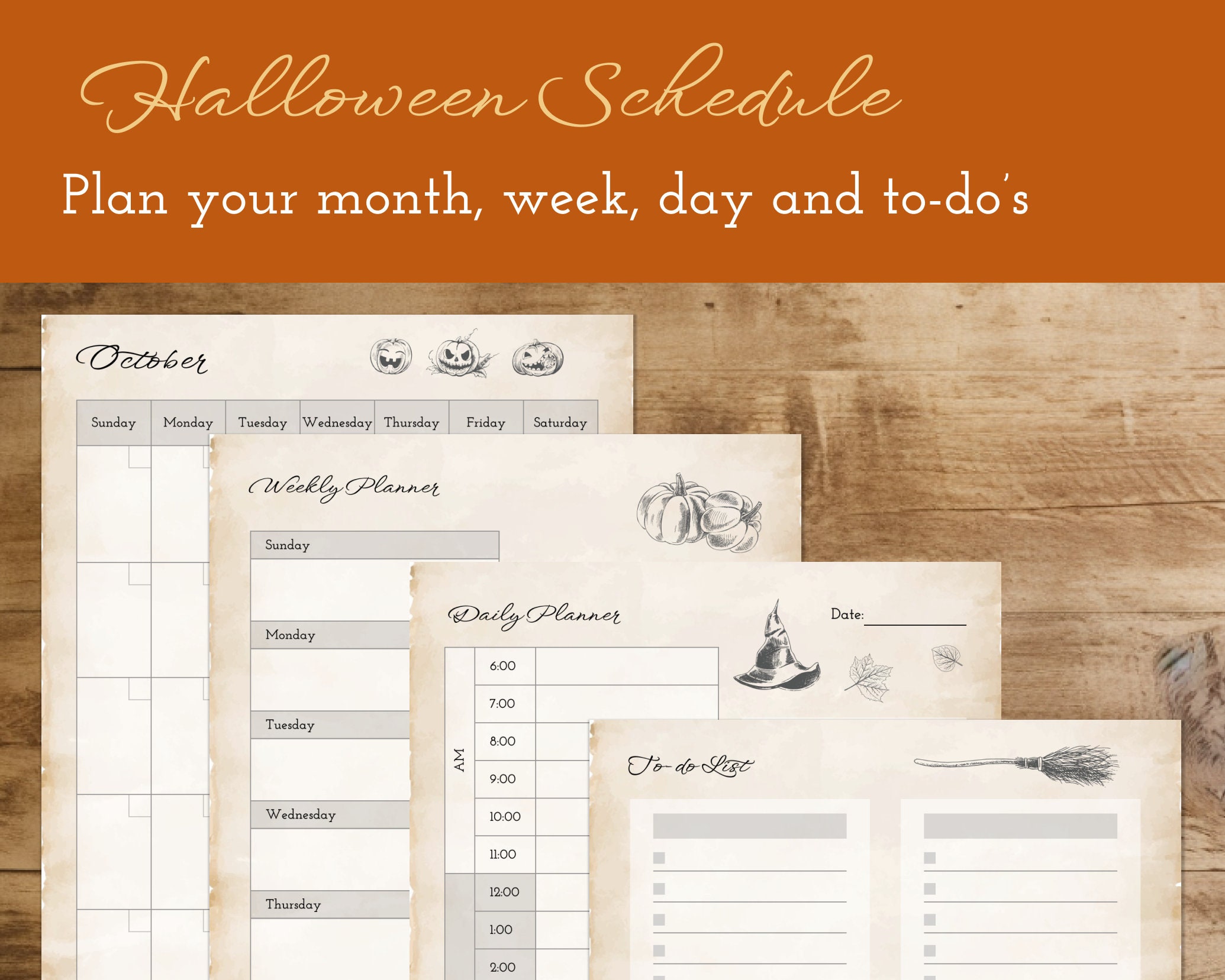 Vintage Halloween Planner, Halloween Planner Printable, Holiday Planner ...