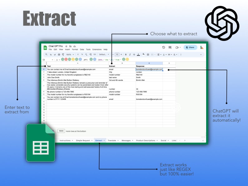 Chat GPT 4 Google Sheets Template Spreadsheet With Built-in Chatgpt by Openai | Language ...