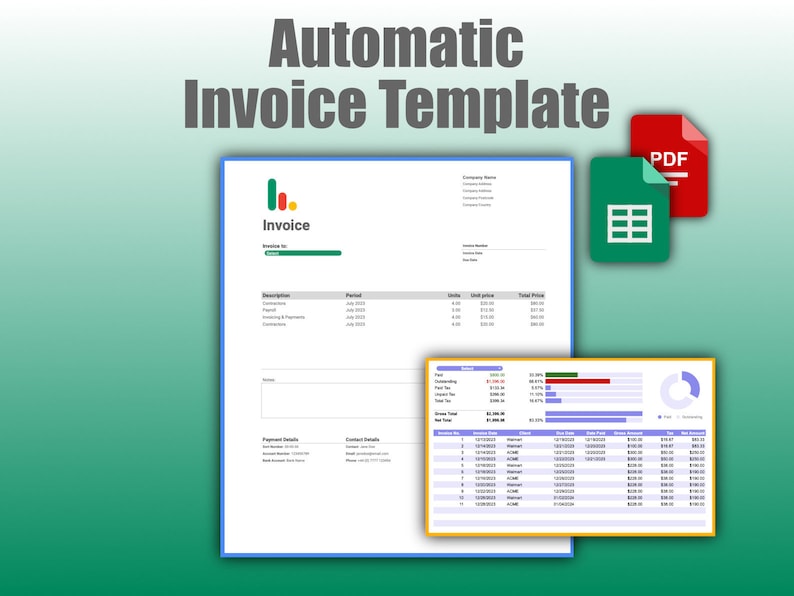 Invoice Template Google Sheets - Automatic Spreadsheet Invoice Generator With Statement Tracker ...