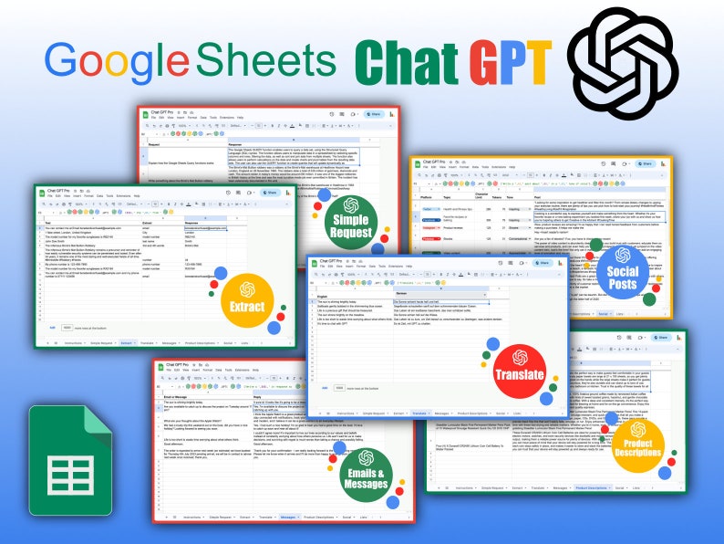 Google Sheets Chatgpt-4 Template: AI Assistant (openai) - Etsy