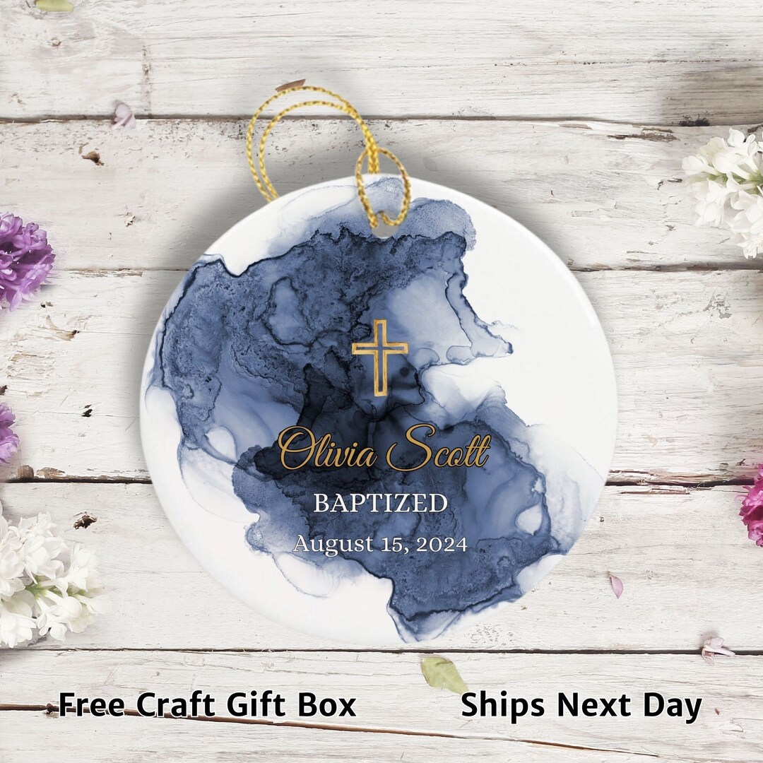 Personalized Faith Over Fair Ornament, Baptism Gift Boy, Godson Gift ...