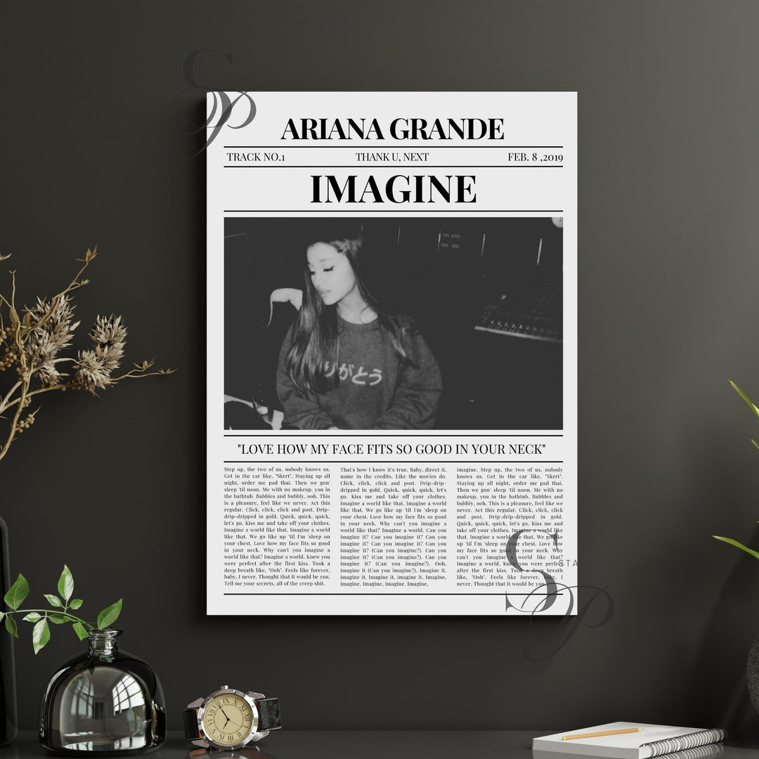 Ariana Grande Retro Newspaper Print Imagine Lyrics Poster - Etsy