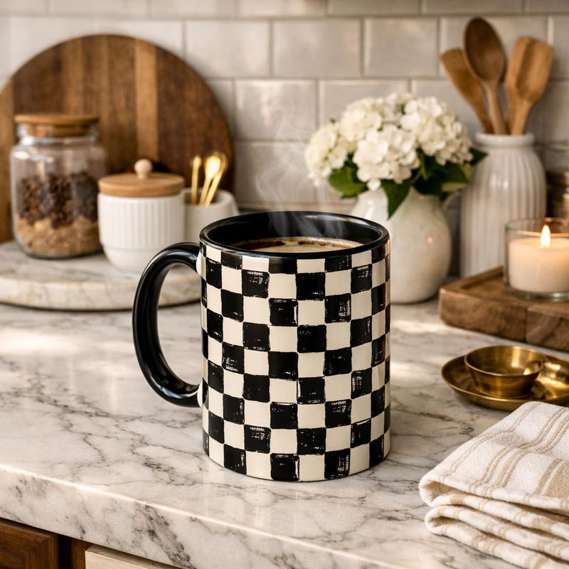 Checker Board Mugs - Etsy