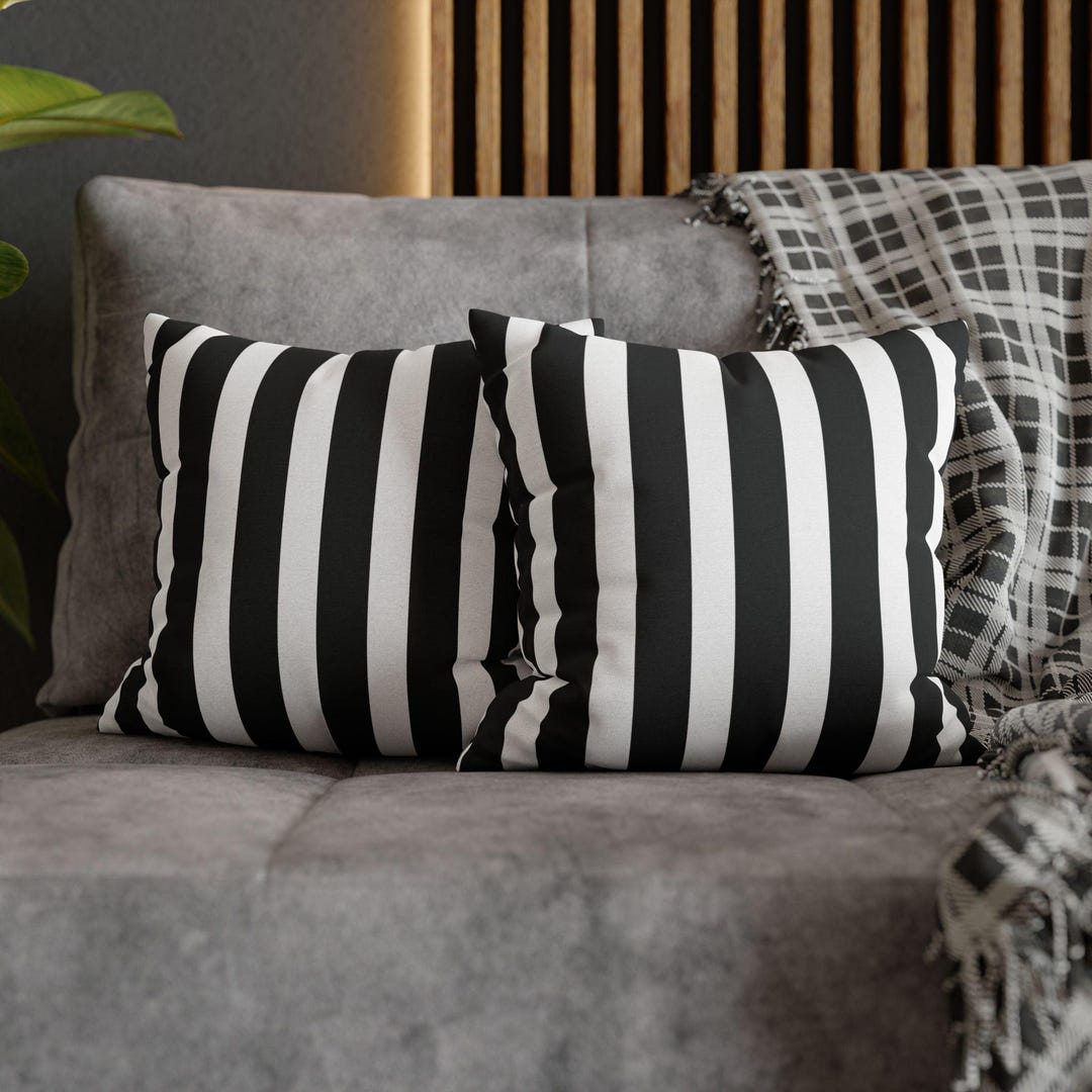 Black and White Striped Pillow Case Cover Classic Retro Home Decor Gift ...