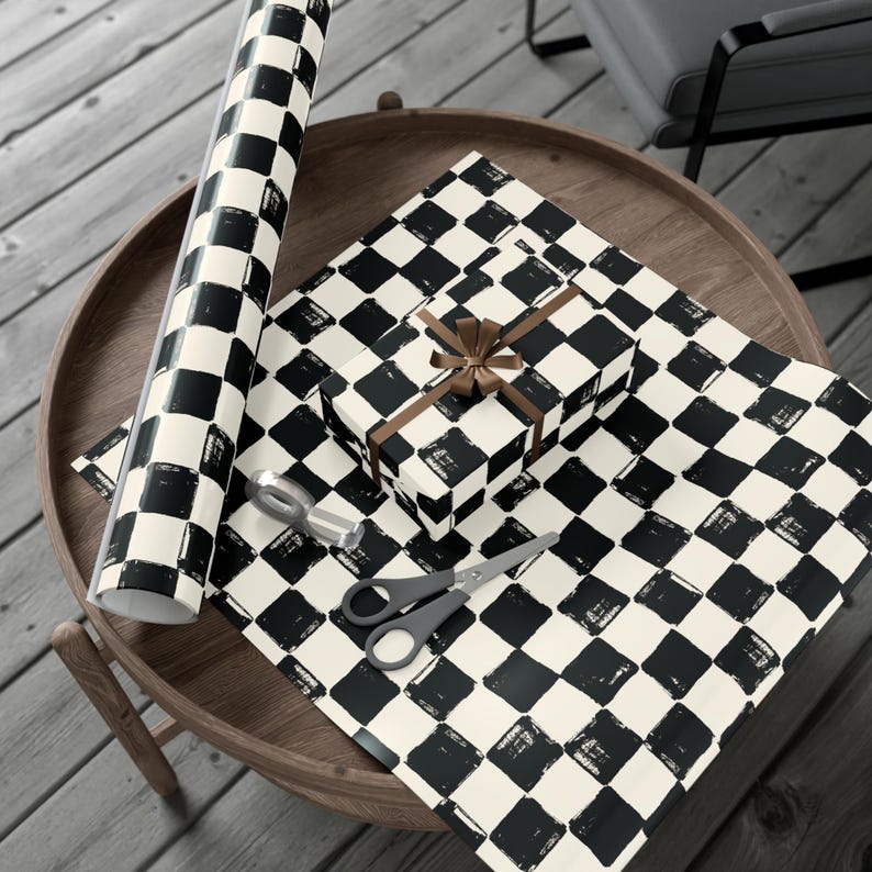 Black and White Checkered Gift Wrapping Paper (30x72) - Etsy