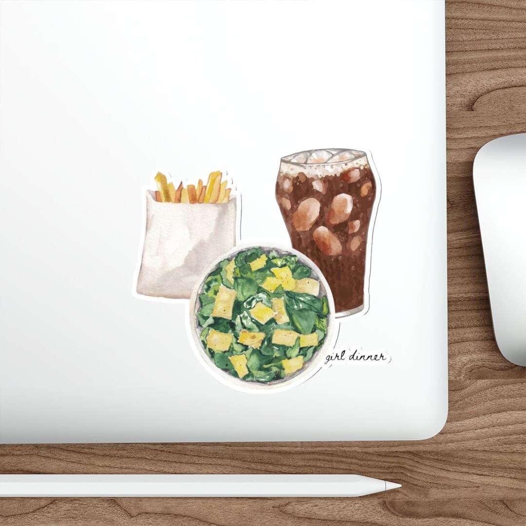 Girl Dinner Sticker Caesar Salad French Fries Diet Coke Foodie Cute ...