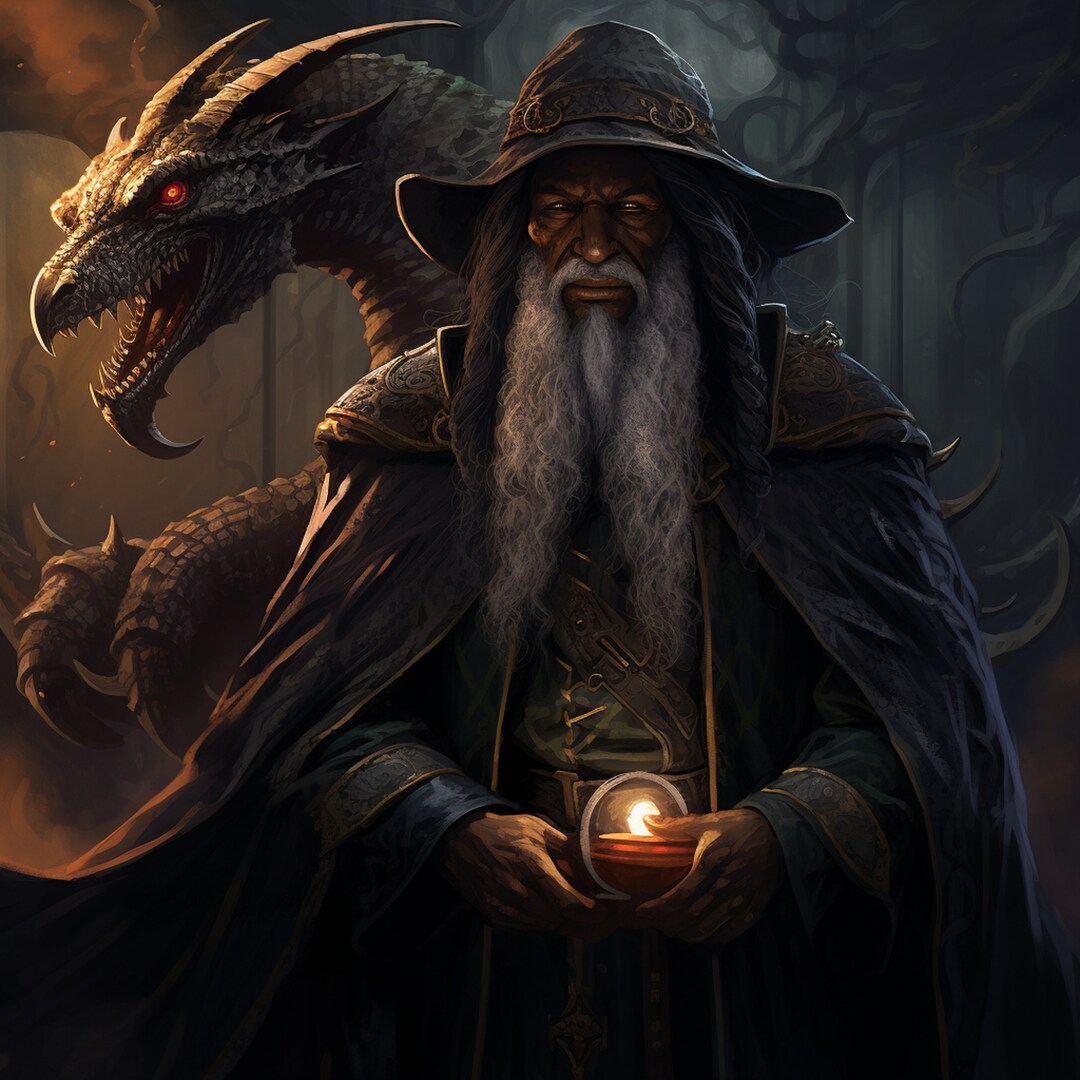 A Wizard With a Dragon - Etsy