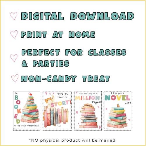 Printable Book Themed Valentines for Kids – Non Candy Classroom ...