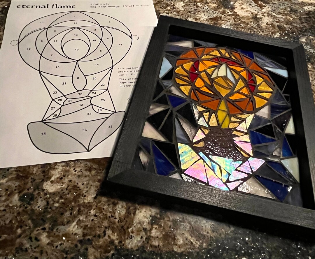 PDF Stained Glass / Mosaic Pattern Eternal Flame Candle - Etsy
