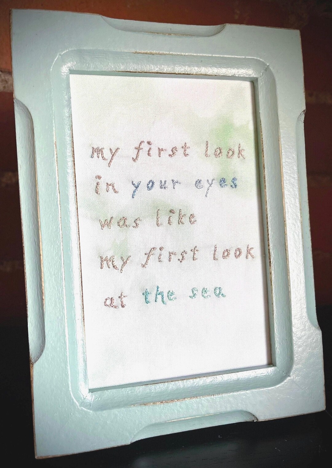 Sara Teasdale Embroidered Poetry / Gray Eyes Love Poem Embroidery ...