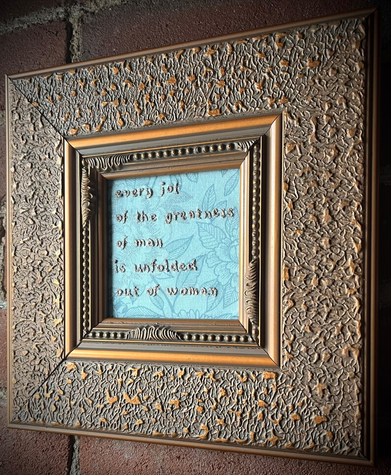 Embroidered Poetry / Unfolded Out of the Folds Walt Whitman Poem Framed ...