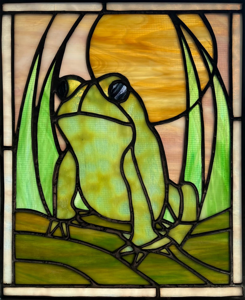 HARD COPY LARGE Stained Glass Pattern / Mosaic Template Toad / Frog ...