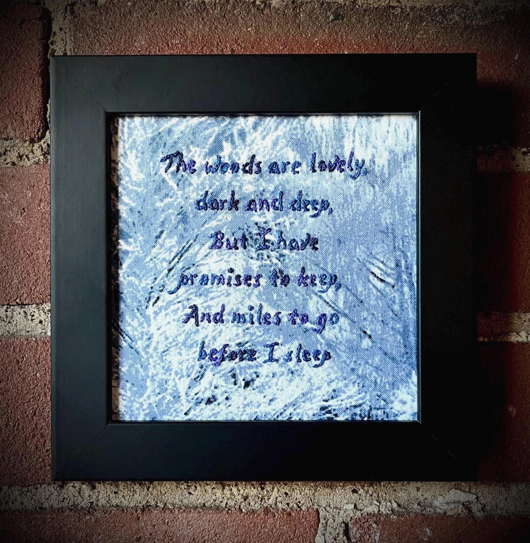 Embroidered Poetry Decor / Robert Frost Stopping by Woods on a Snowy ...