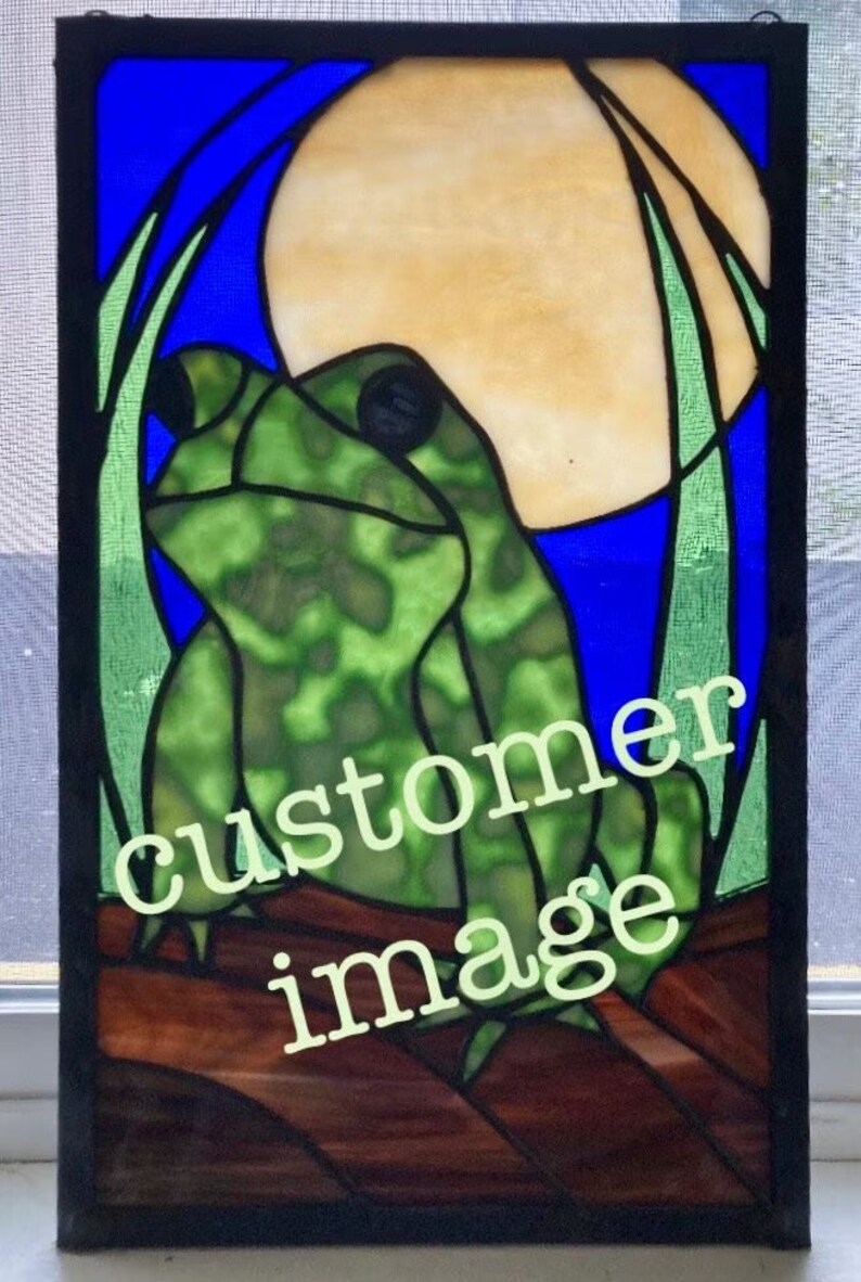 HARD COPY LARGE Stained Glass Pattern / Mosaic Template Toad / Frog ...